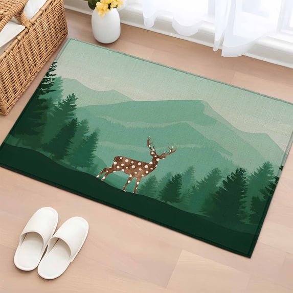 Area Rug 24×36in, Forest Polka Dot Brown Deer Floor Carpet Living Room ...