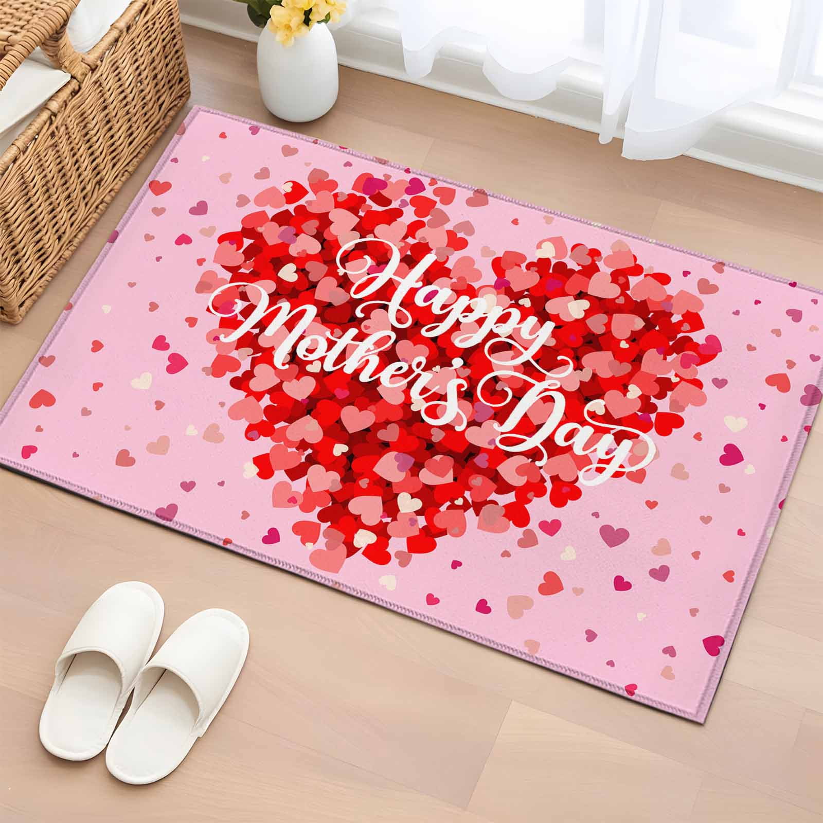 Area Rug 24×36in, Happy Mother's Day Red Love Hearts Floor Carpet ...