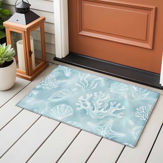 Area Rug 24×36in, Ocean Coral Starfish Conch Shell Floor Carpet Living ...