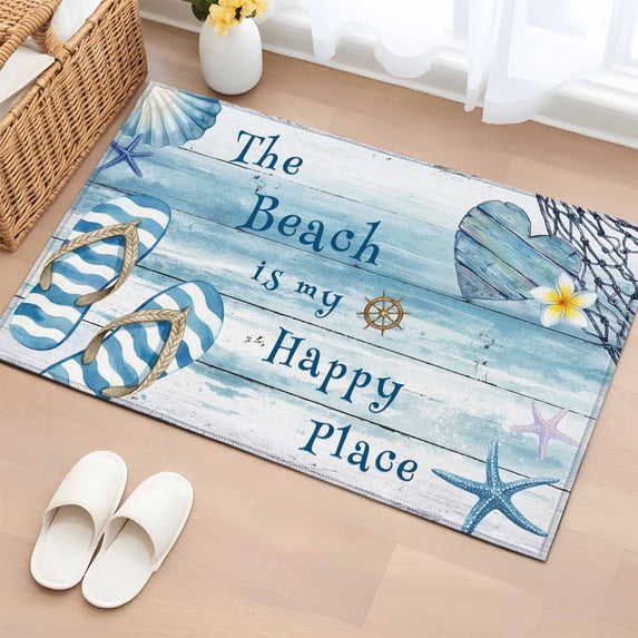 Area Rug 24×36in, Seaside Slipper Starfish Wood Board Floor Carpet ...