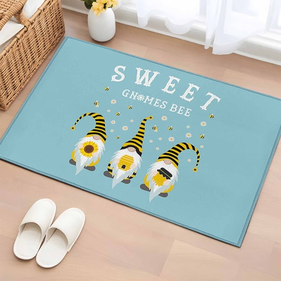 Area Rug 24×36in, Sunflower Honey Bee Gnome Floor Carpet Living Room ...