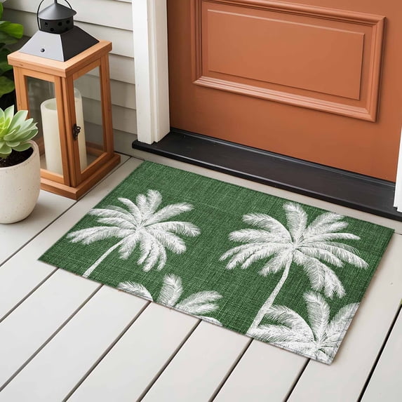 Area Rug 24×36in, Tropical Coconut Tree Silhouette Floor Carpet Living ...