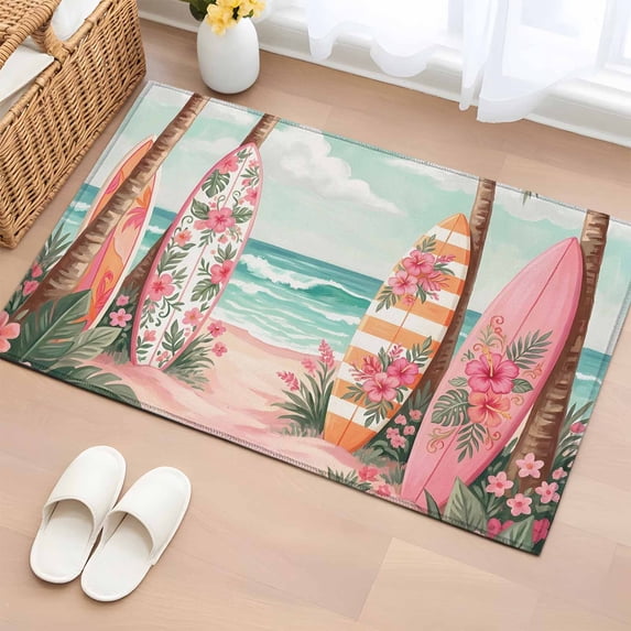 Area Rug 24×36in, Tropical Coconut Tree Surfboards Floor Carpet Living ...