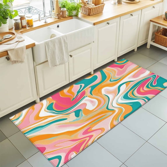 Area Rug 24×72in, Abstract Art Colorful Waves Floor Carpet Living Room ...