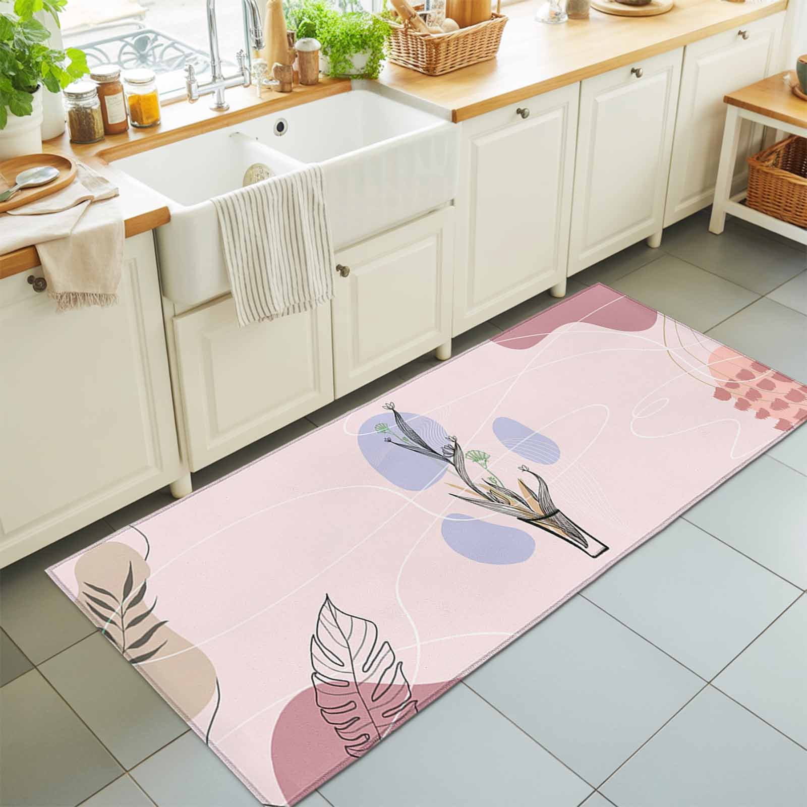 Area Rug 24×72in, Abstract Plant Mid Century Boho Style Floor Carpet ...