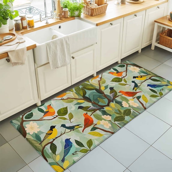 Area Rug 24×72in, Bird Pastoral Bird Flowers Floor Carpet Living Room ...