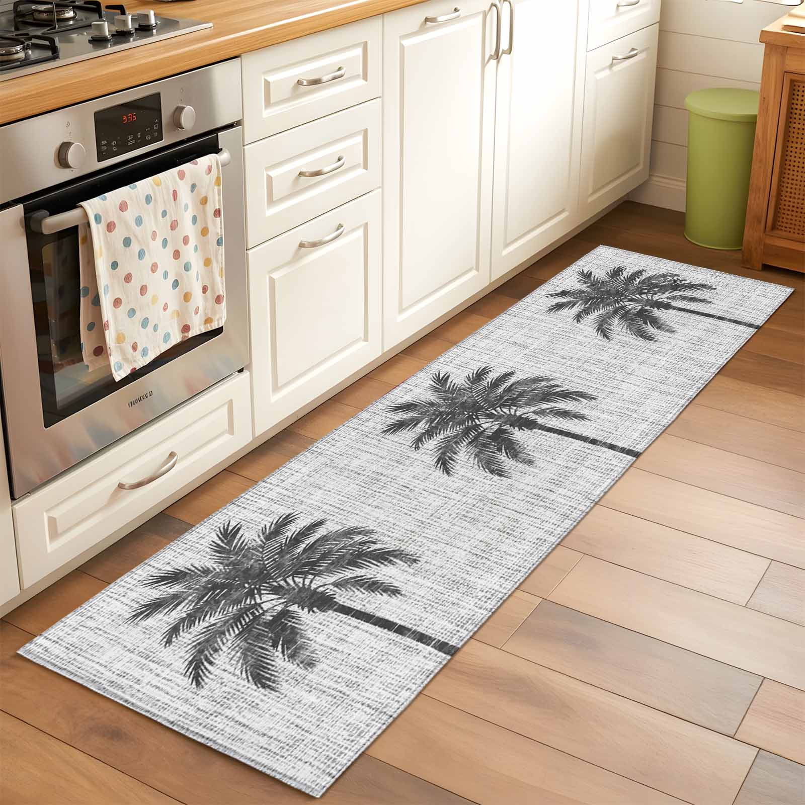 Area Rug 24×72in, Black Coconut Tree Sketch Floor Carpet Living Room ...