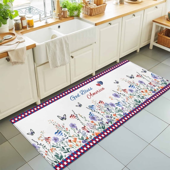 Area Rug 24×72in, Country Flower Butterfly Foliage Plant Floor Carpet ...