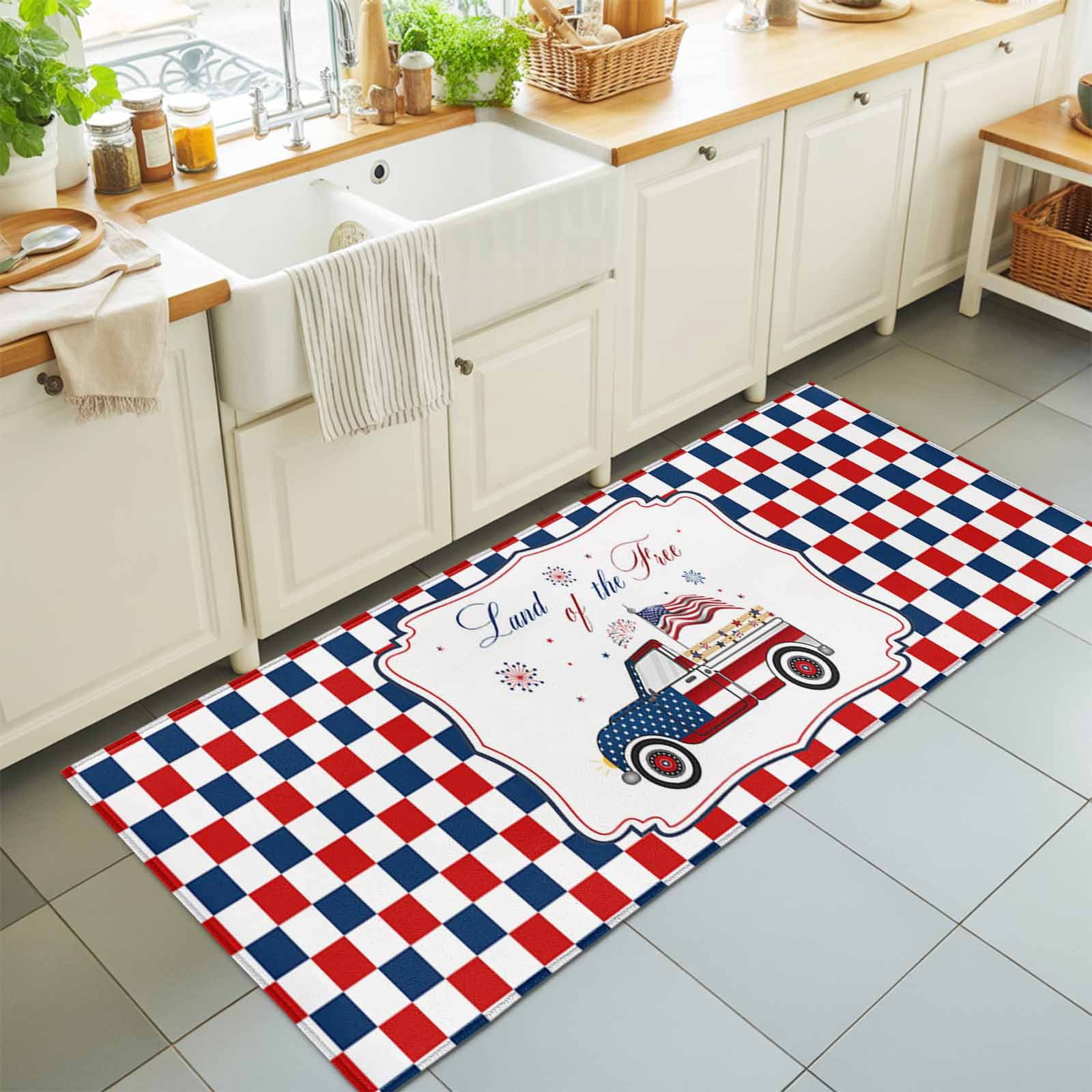 Area Rug 24×72in, Farm Truck with American Flag Floor Carpet Living ...