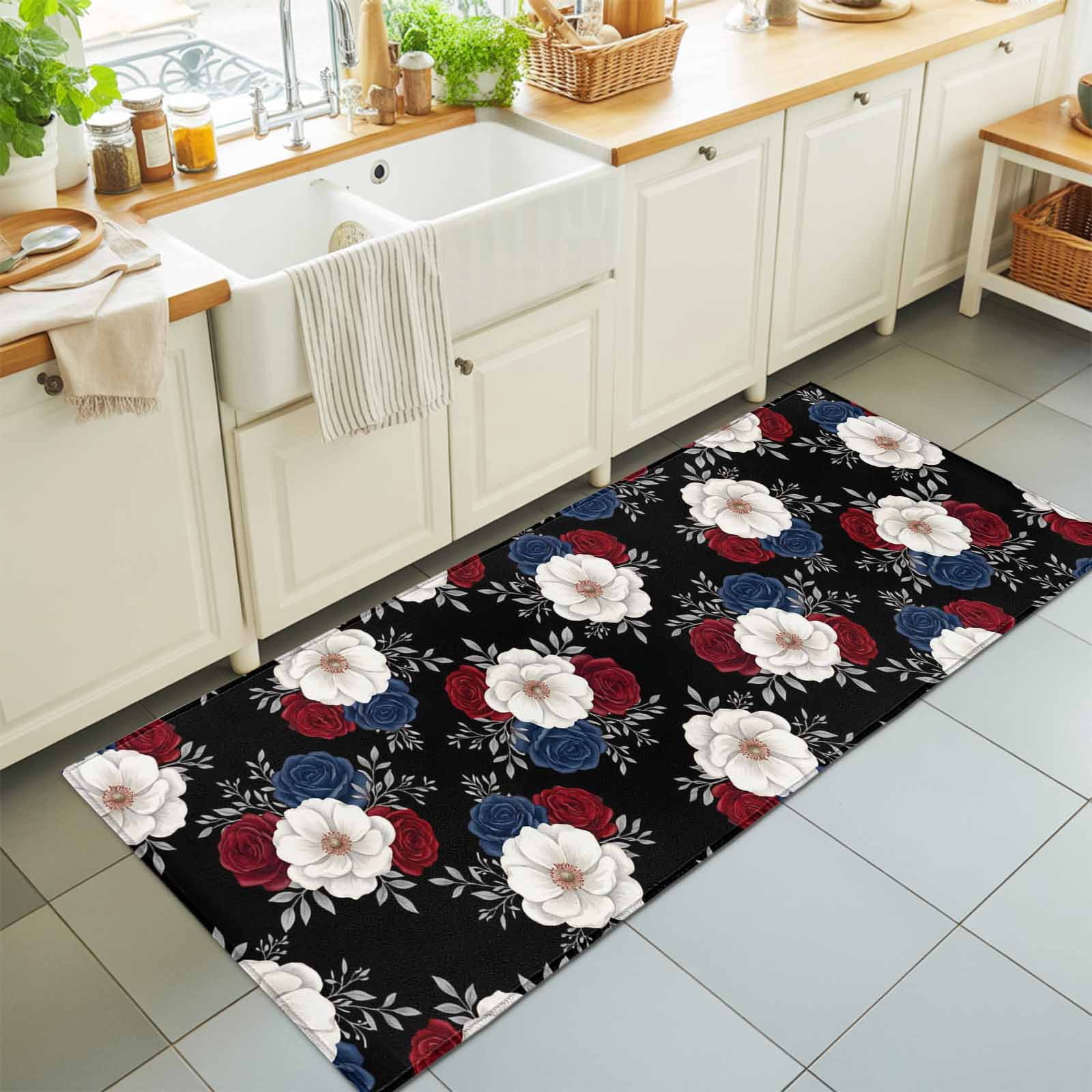 Area Rug 24×72in, Independence Day Blossom Floral Floor Carpet Living ...