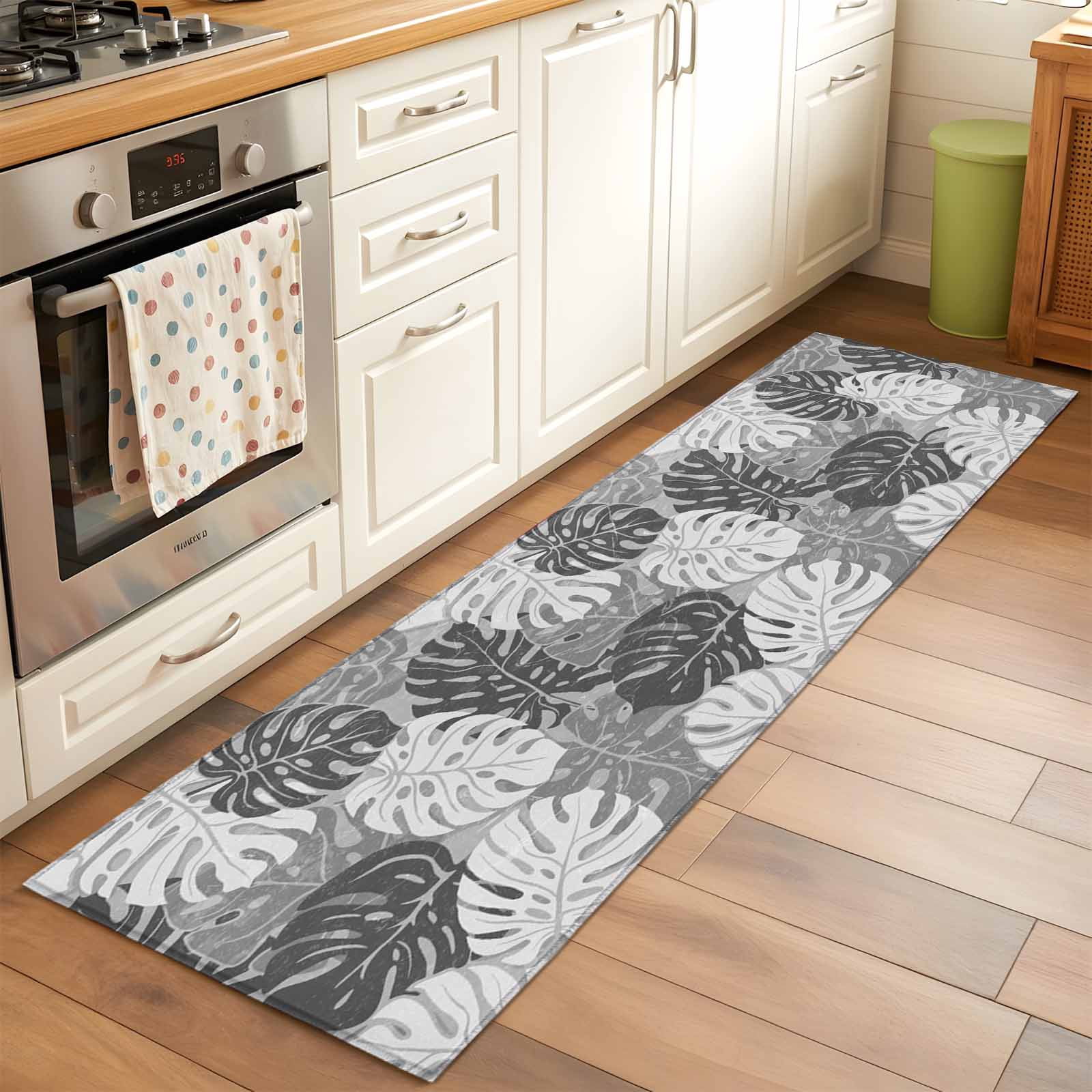 Area Rug 24×72in, Modern Grey Monstera Summer Leaf Floor Carpet Living ...