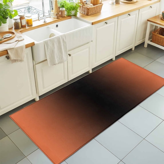 Area Rug 24×72in, Orange Black Stripes Ombre Minimalism Floor Carpet ...