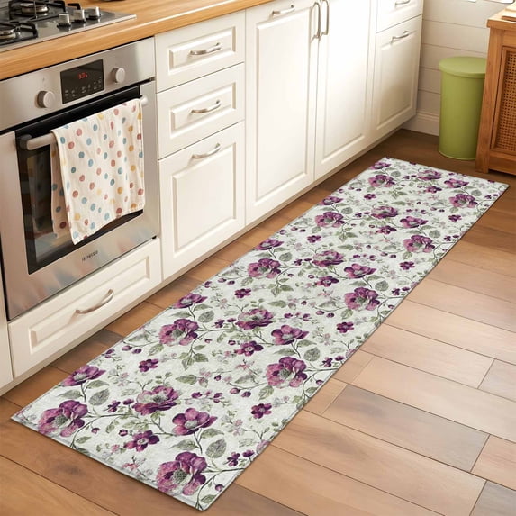 Area Rug 24×72in, Red Rose Pastoral Floral Vintage Floor Carpet Living ...
