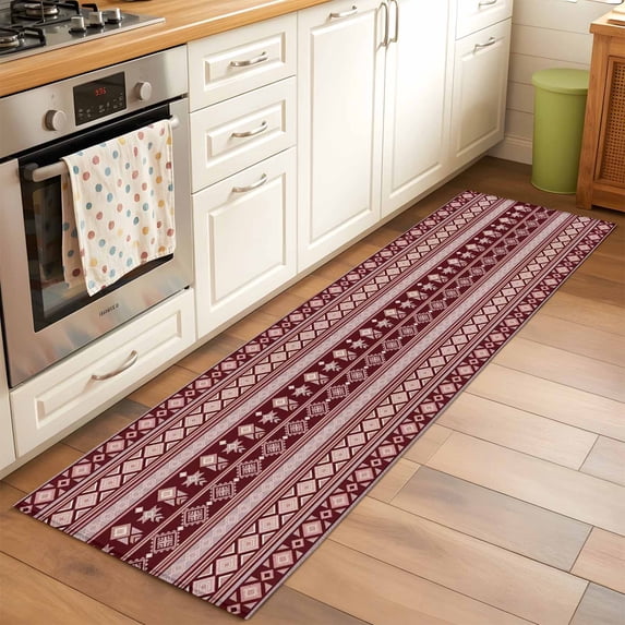 Area Rug 24×72in, Red Striped Vintage Tribal Floor Carpet Living Room ...