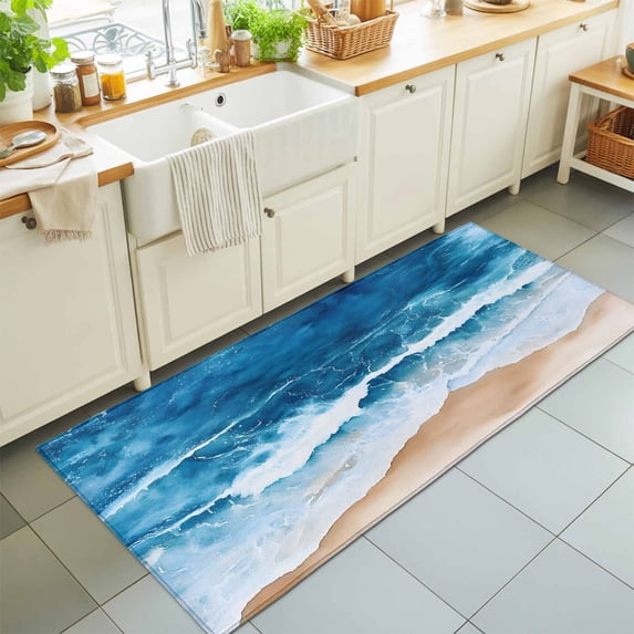 Area Rug 24×72in, Seaside Ocean Waves Spray Floor Carpet Living Room ...