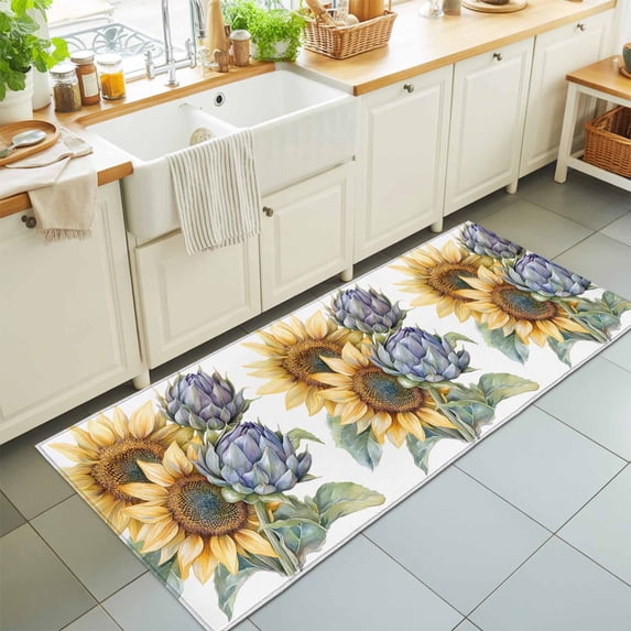 Area Rug 24×72in, Summer Garden Blossom Sunflower Floor Carpet Living ...