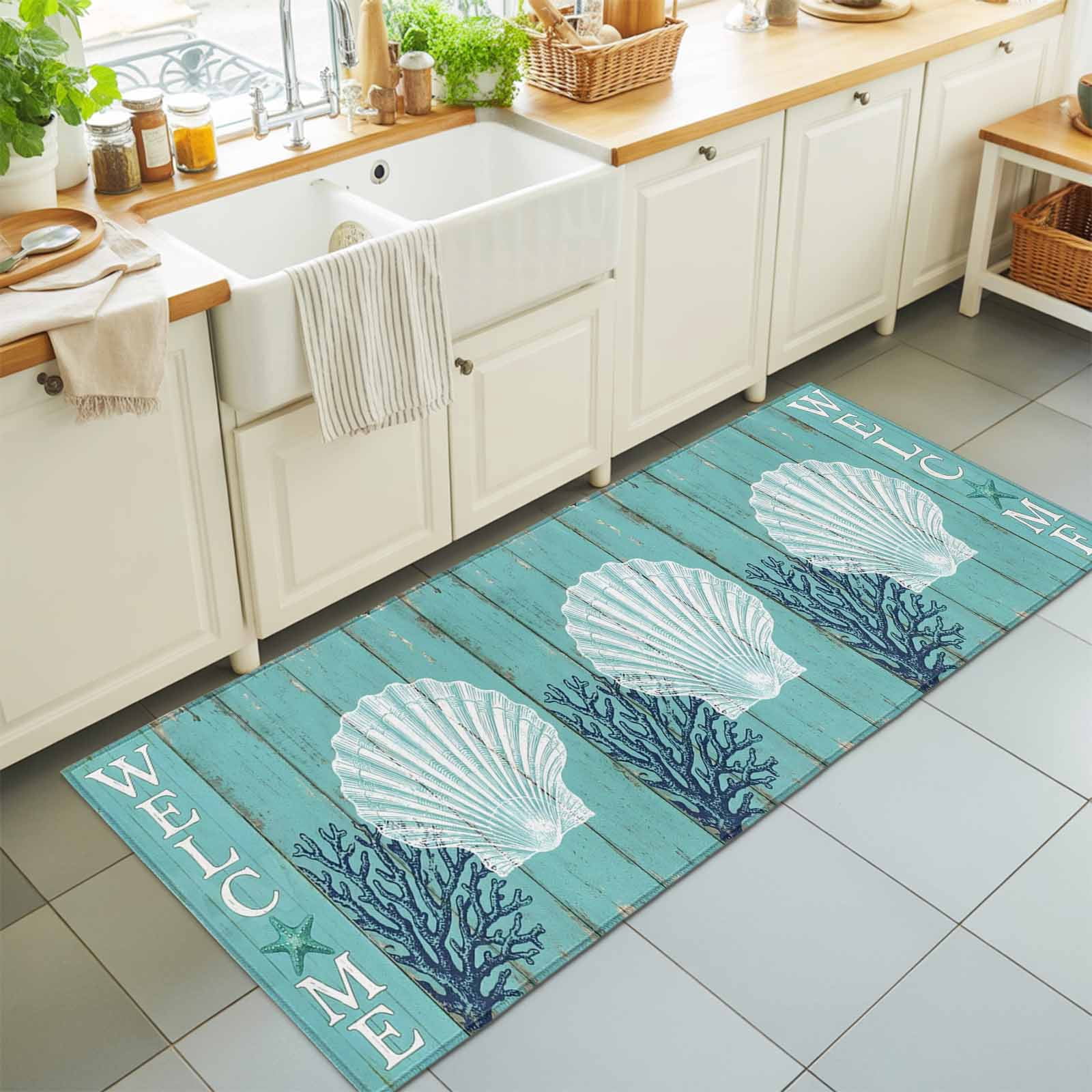 Area Rug 24×72in, Summer Ocean Coral Shell Floor Carpet Living Room Rug ...