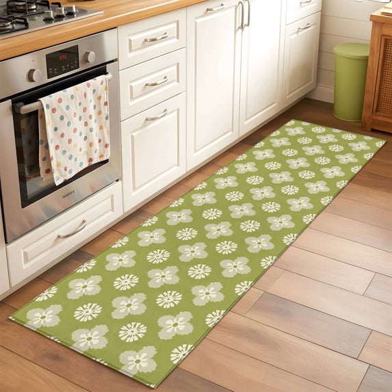 Area Rug 24×72in, Traditional Flower on Green Floor Carpet Living Room ...
