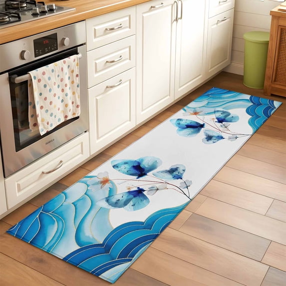 Area Rug 24×72in, Watercolor Flower Butterfly Floor Carpet Living Room ...