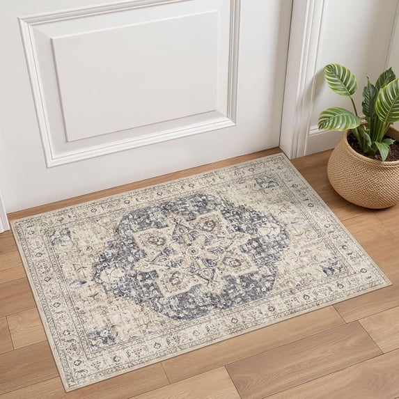 Area Rug 2x3 Doormat - Washable Vintage Oriental Farmhouse Soft Thin ...