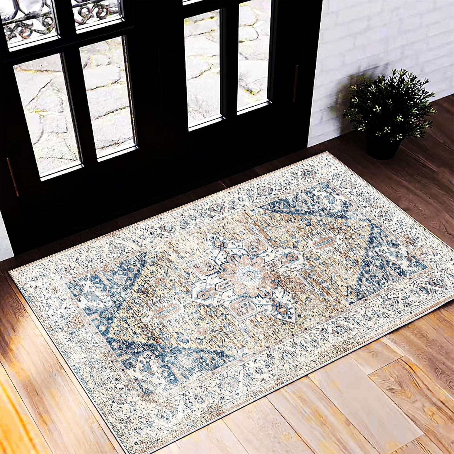 Area Rug 2x3 Washable Rug Door Mat Vintage Distressed Rug Doormat ...