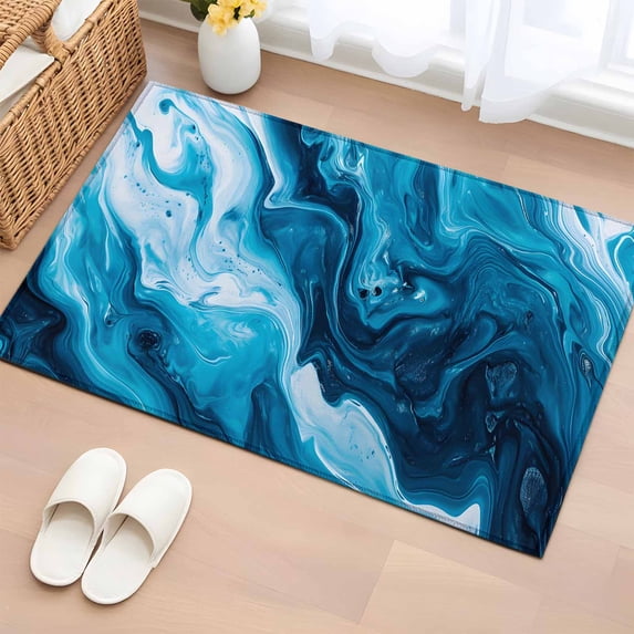 Area Rug 2x3ft Abstract Blue Ocean Flowing Area Rugs Washable Low Pile ...