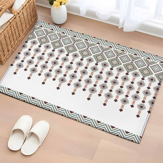 Area Rug 2x3ft, Abstract Diamond Motifs Pattern Washable Rugs for ...