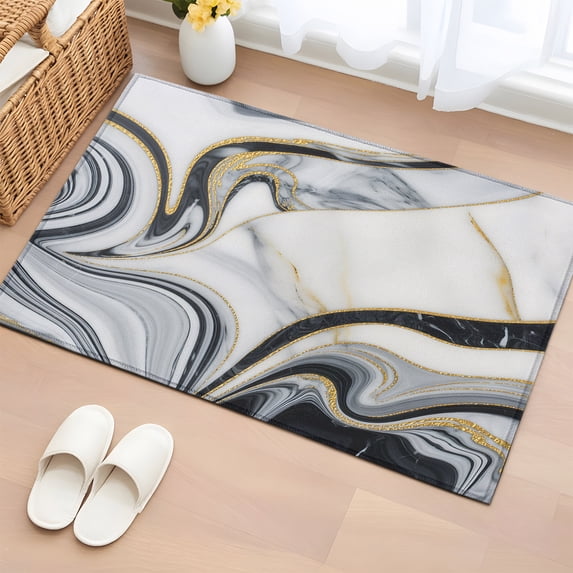 Area Rug 2x3ft Abstract Gray Marble Texture Area Rugs Washable Low Pile ...