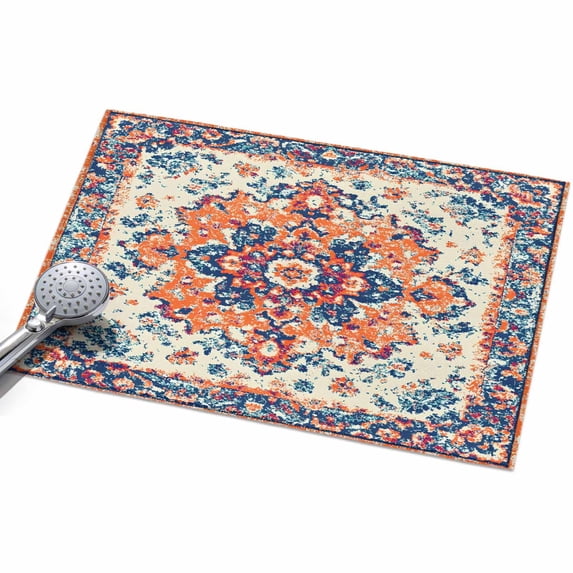 Area Rug 2x3ft Abstract Orange Blue Geometric Washable Area Rugs for ...