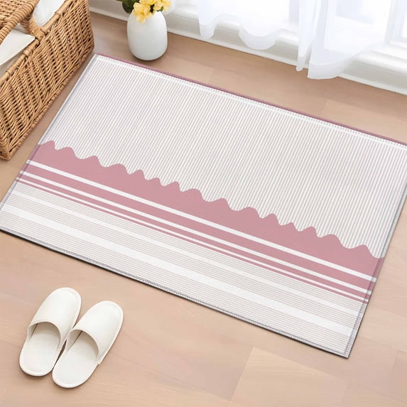 Area Rug 2x3ft, Abstract Pink Waves Stripe Washable Rugs for Living ...