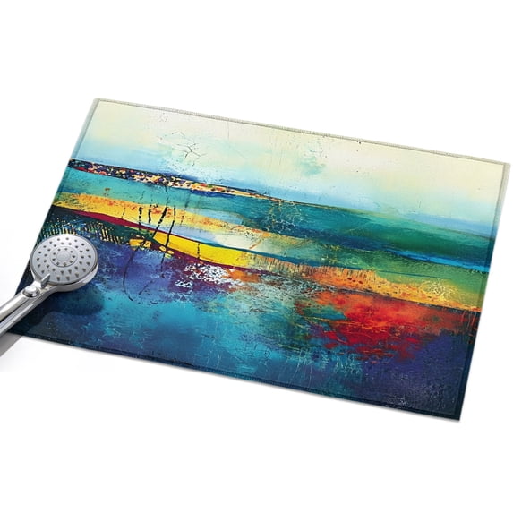 Area Rug 2x3ft Abstract Teal Green Orange Oil Painting Washable Area ...