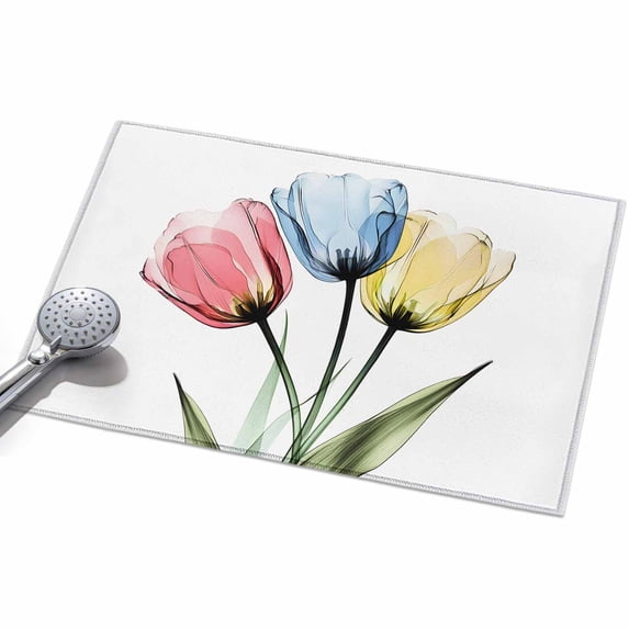 Area Rug 2x3ft Abstract Tulips Floral Leaf Washable Area Rugs for ...