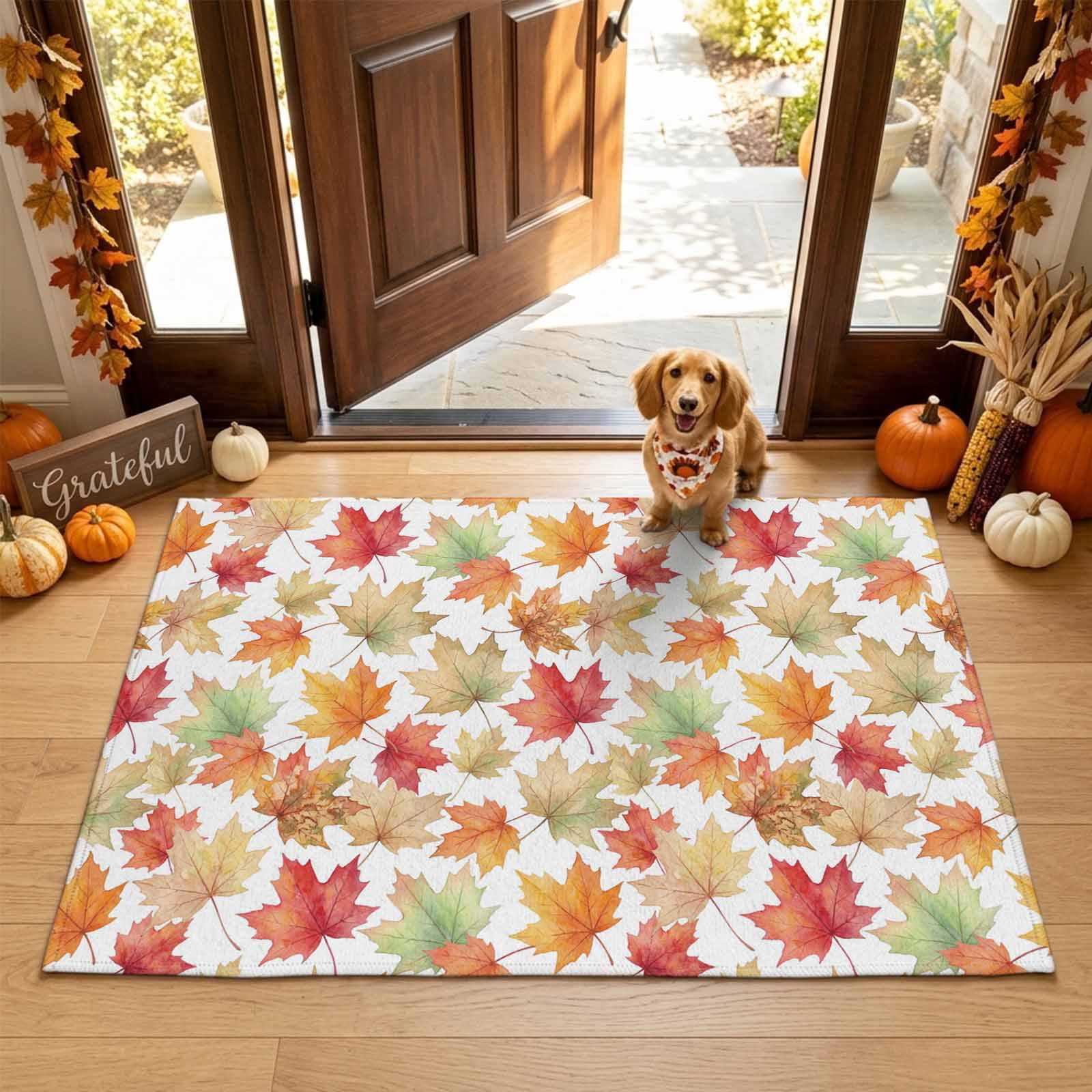 Area Rug 2x3ft, Autumn Maple Leaves Seamless Washable Rugs for Living ...