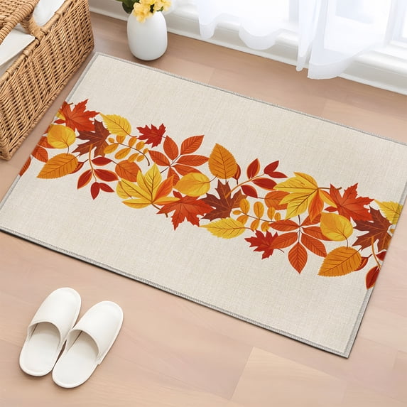 Area Rug 2x3ft, Autumn Thanksgiving Orange Maple Leaf Washable Rugs for ...