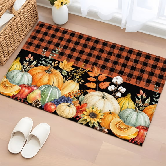 Area Rug 2x3ft, Autumn Thanksgiving Pumpkins Washable Rugs for Living ...