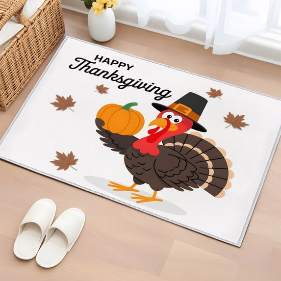 Area Rug 2x3ft, Autumn Turmeric Pumpkin Maple Leaf Washable Rugs for ...