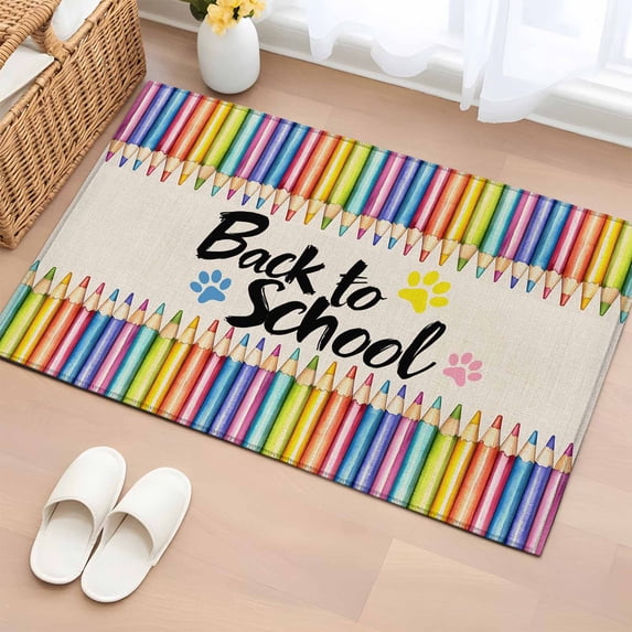 Area Rug 2x3ft Back to School Paw Print Area Rugs Washable Low Pile ...