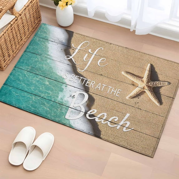 Area Rug 2x3ft Beach Life Seaside Starfish Sea Water Area Rugs Washable ...