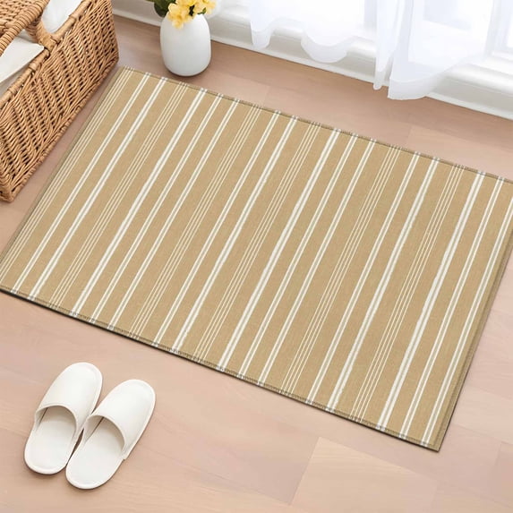 Area Rug 2x3ft Beige Sand Minimalist Striped Area Rugs Washable Low ...