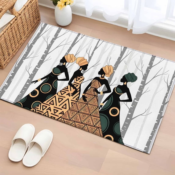 Area Rug 2x3ft Black African Women Area Rugs Washable Low Pile Floor ...