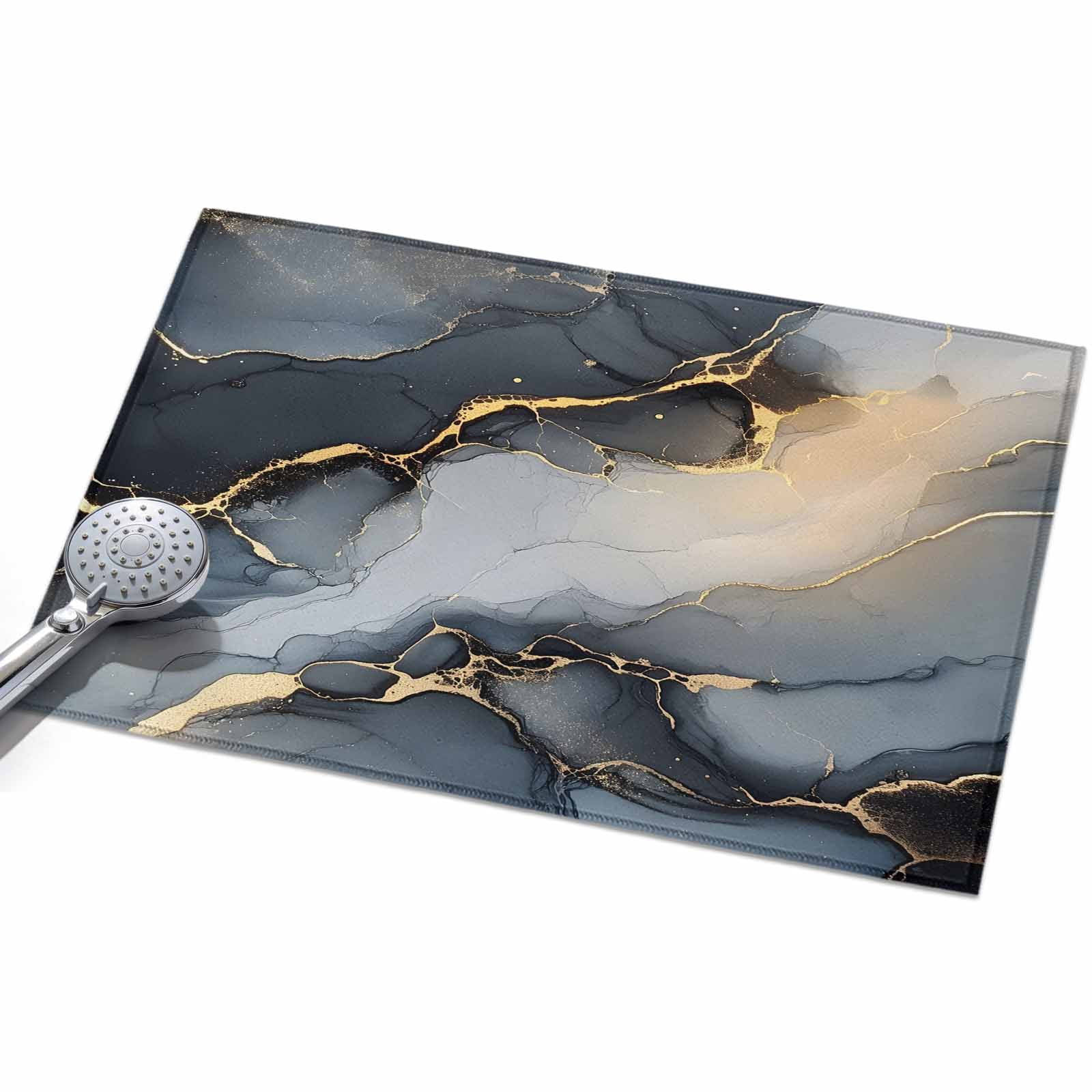 Area Rug 2x3ft Black Marble Washable Area Rugs for Living Room Gold ...