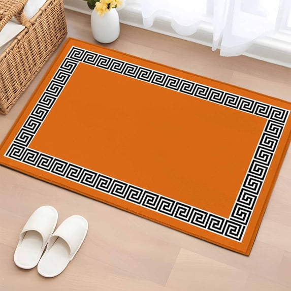 Area Rug 2x3ft Black Simple Geometric Lines Border Area Rugs Washable ...