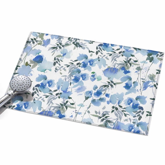 Area Rug 2x3ft Blue Flowers Leaves Washable Area Rugs for Living Room ...