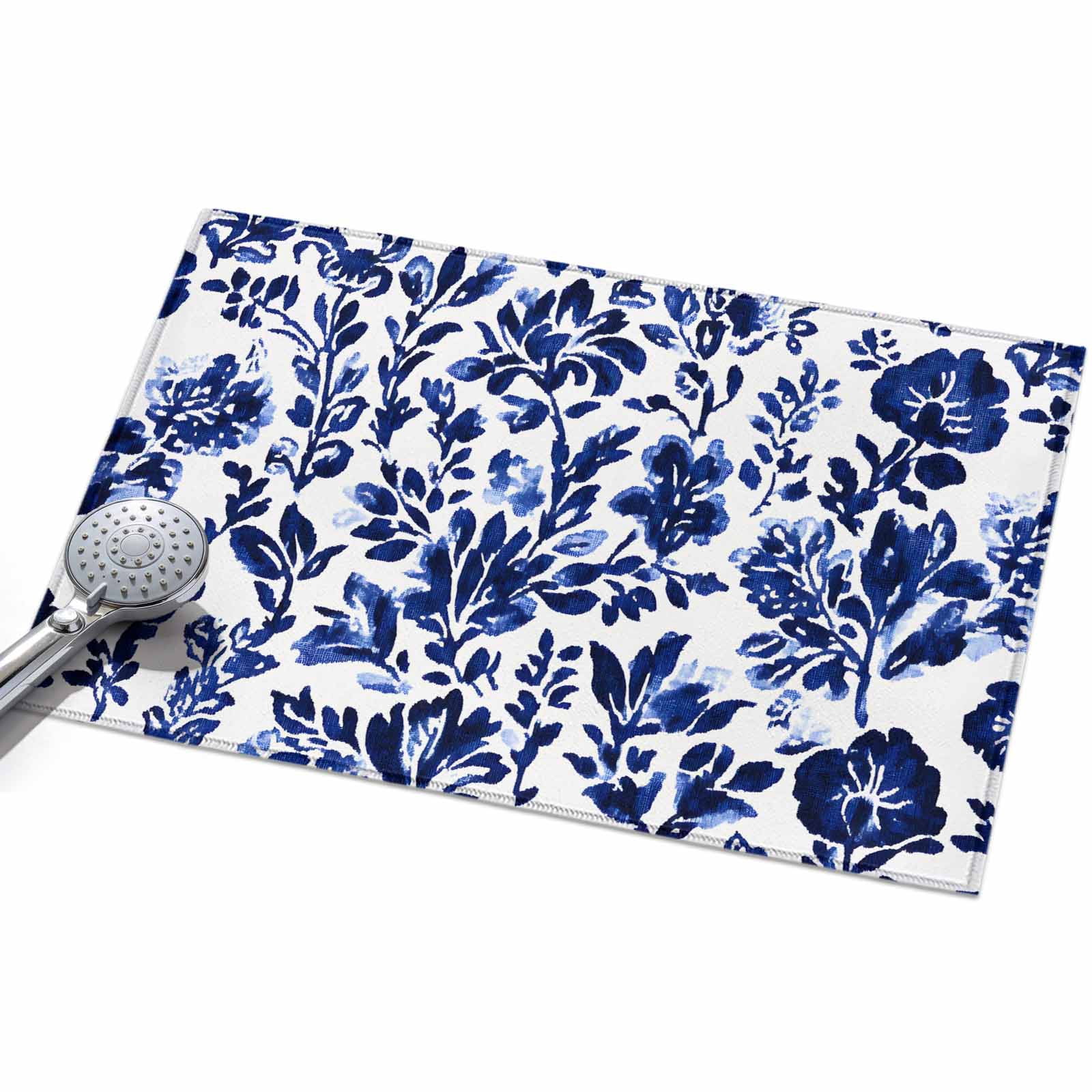 Area Rug 2x3ft Blue Flowers Pattern Washable Area Rugs for Living Room ...