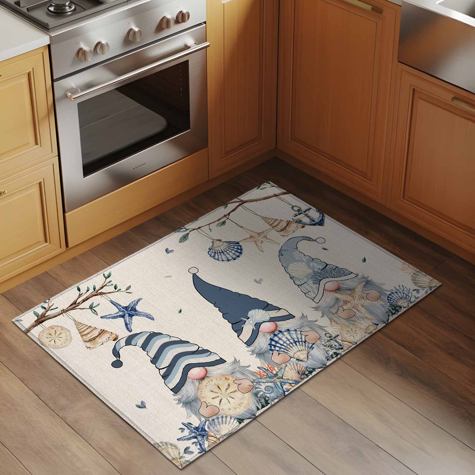 Area Rug 2x3ft Blue Gnome Shell Starfish Washable Area Rugs for Living ...