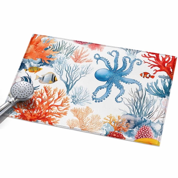 Area Rug 2x3ft Blue Octopus Washable Area Rugs for Living Room Coral ...