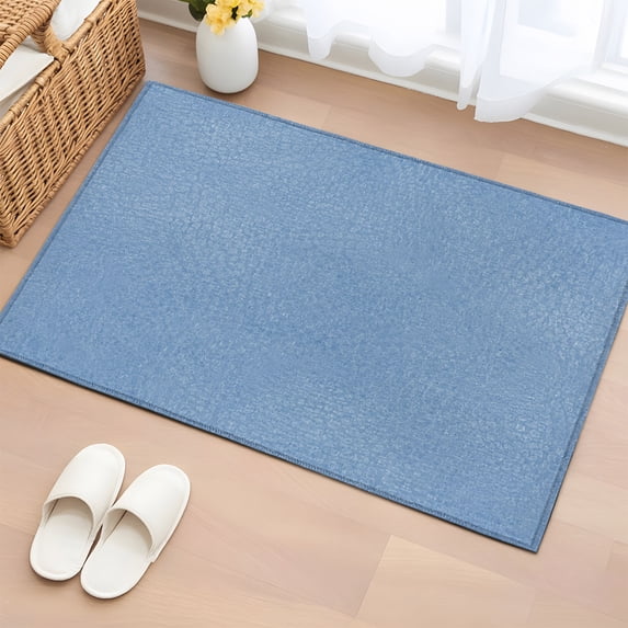 Area Rug 2x3ft, Blue Solid Color Washable Rugs for Living Room Bedroom ...