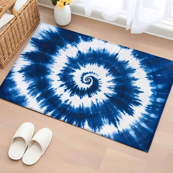 Area Rug 2x3ft Blue Tie Dye Vortex Psychedelic Area Rugs Washable Low ...