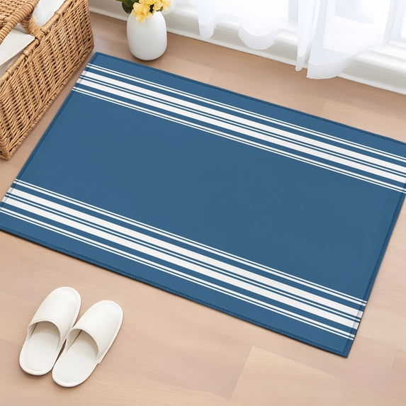 Area Rug 2x3ft Blue Vertical Stripes Floor Entryway Rugs Indoor Floor ...