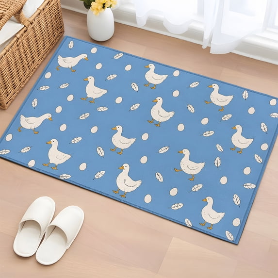 Area Rug 2x3ft Blue White Goose Floor Entryway Rugs Indoor Floor Area ...